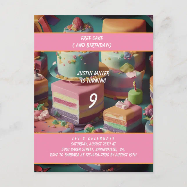 free cake birthday postcard | Zazzle