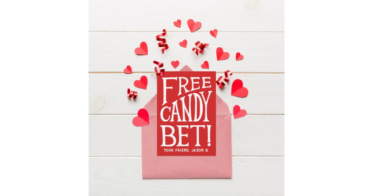 Free Candy Bet! Kids Classroom Valentine Invitation | Zazzle