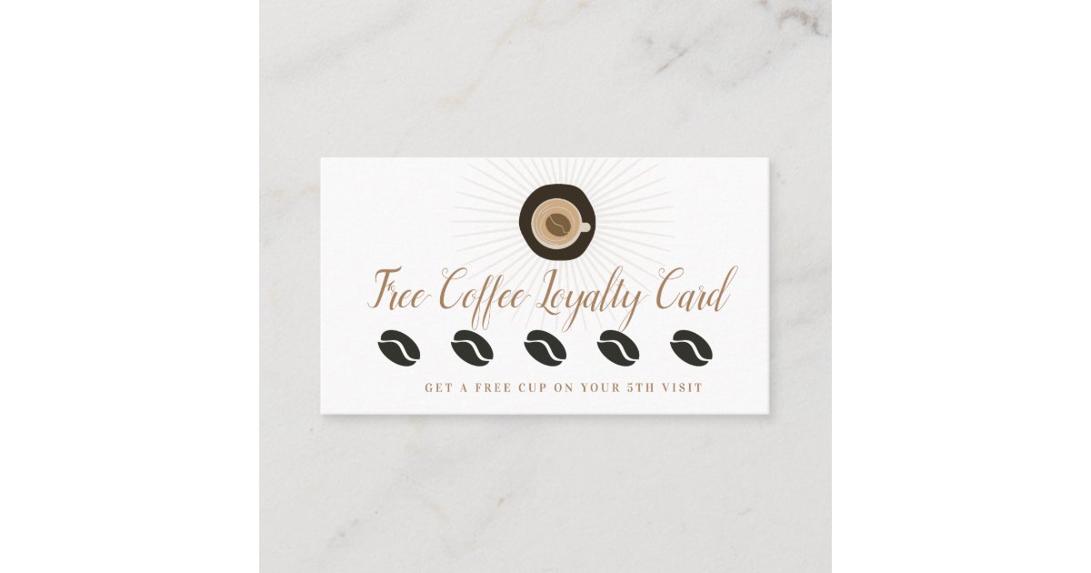 Free Coffee Reward Loyalty Clean Business Card | Zazzle