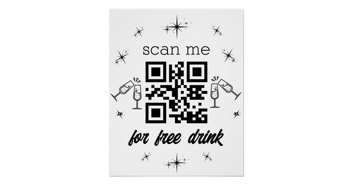 free drink qr code stylish modern poster | Zazzle