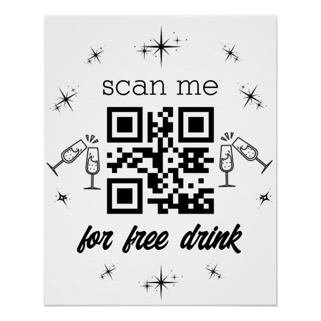 free drink qr code stylish modern poster | Zazzle