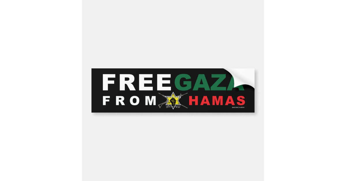 "Free Gaza From Hamas" Bumper Sticker (Black) | Zazzle