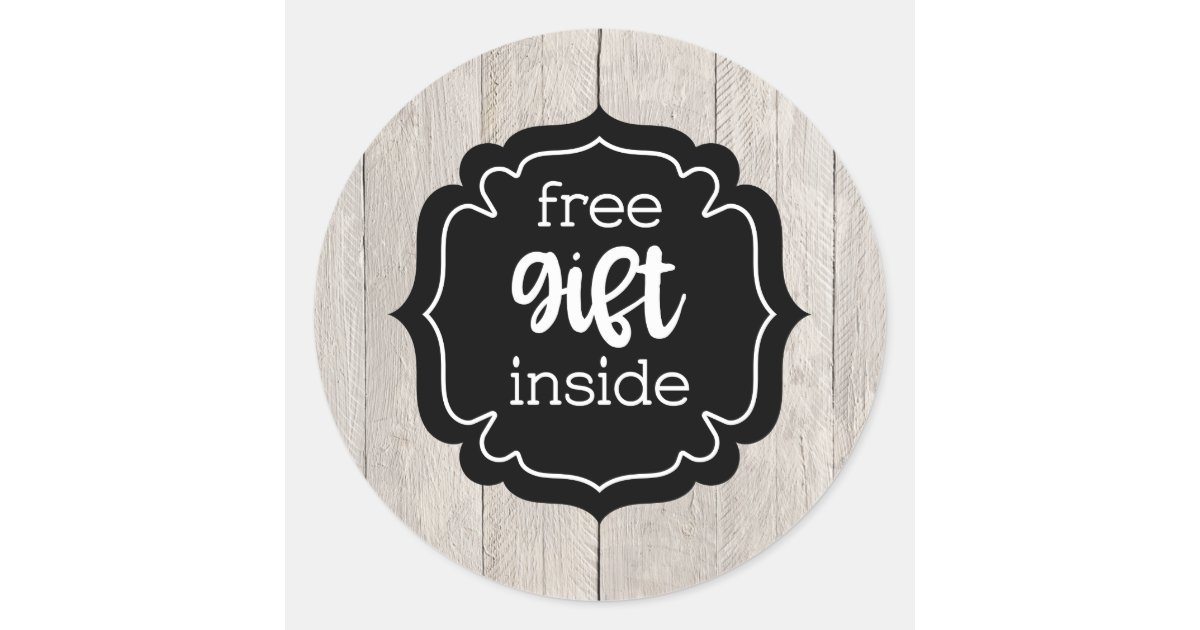 Free gift inside rustic label stickers | Zazzle