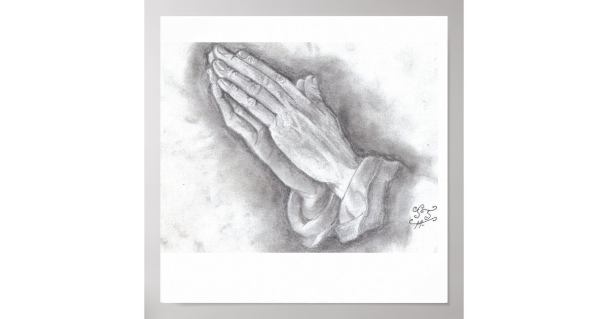 free hand drawn praying hands poster | Zazzle