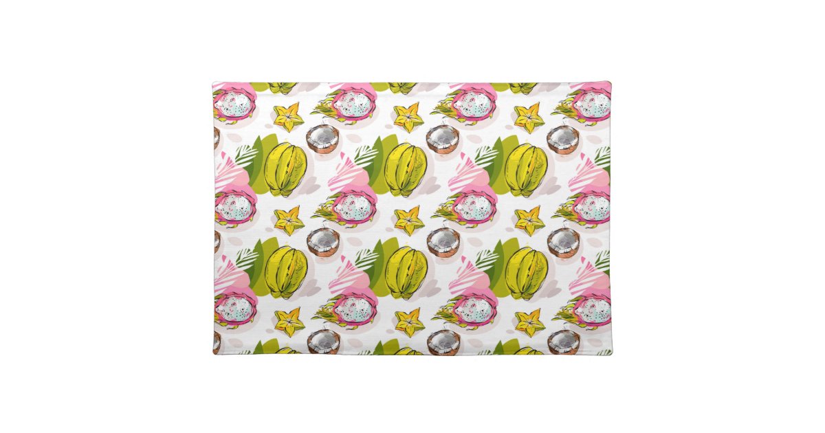 Free Hand Textured Fruit Pattern Cloth Placemat | Zazzle