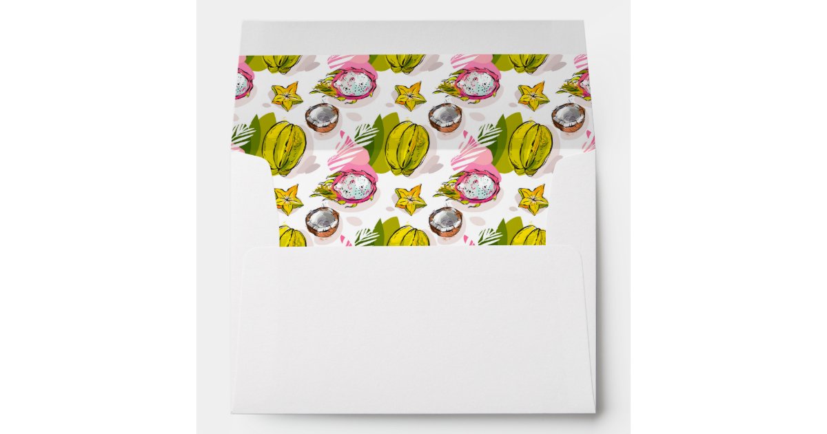 Free Hand Textured Fruit Pattern Envelope | Zazzle