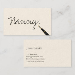 Free Handwriting Script Nanny Business Card | Zazzle