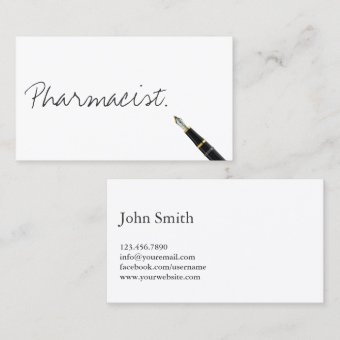 Free Handwriting Script Pharmacist Business Card | Zazzle