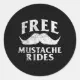 Free Mustache Rides Classic Round Sticker | Zazzle