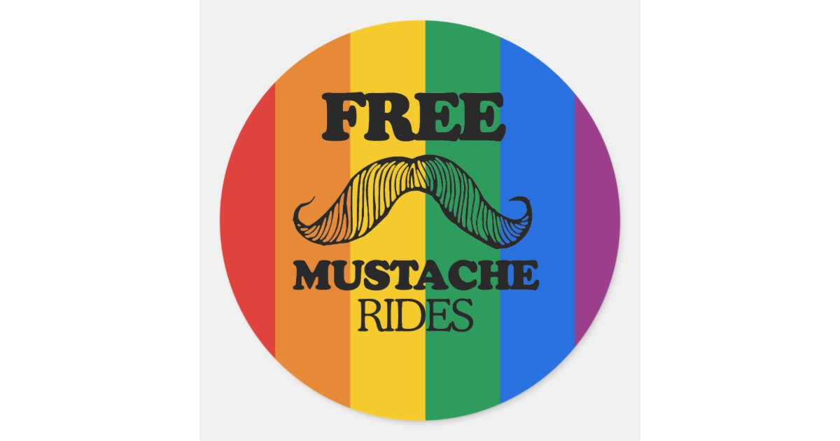 FREE MUSTACHE RIDES CLASSIC ROUND STICKER | Zazzle