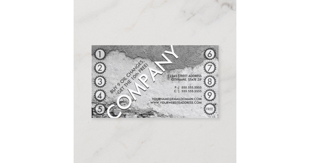 free oil change punchcard loyalty card | Zazzle