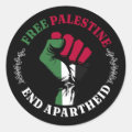 Free Palestine End Apartheid III Classic Round Sticker | Zazzle
