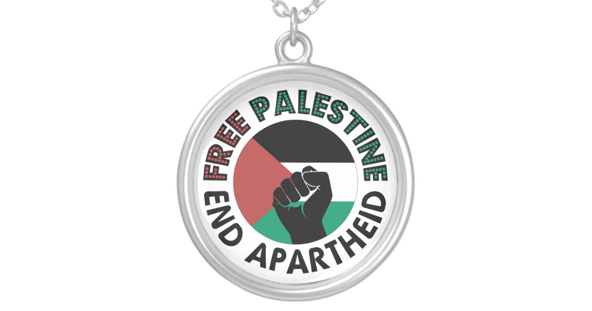 Free Palestine End Apartheid Palestine Flag Silver Plated Necklace | Zazzle