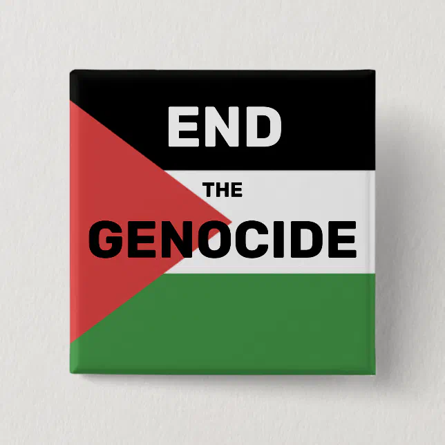 FREE PALESTINE END THE GENOCIDE FLAG RED GREEN BUTTON | Zazzle