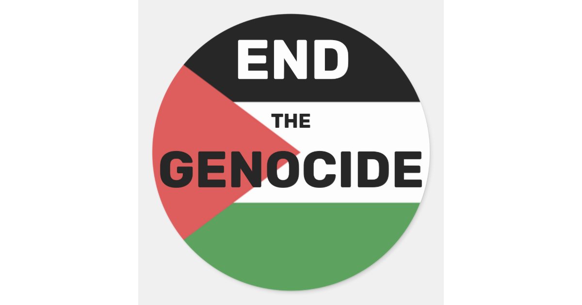 FREE PALESTINE END THE GENOCIDE FLAG RED GREEN CLASSIC ROUND STICKER ...