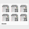 FREE PALESTINE - Illegal to Aid Israel QR code Square Sticker | Zazzle