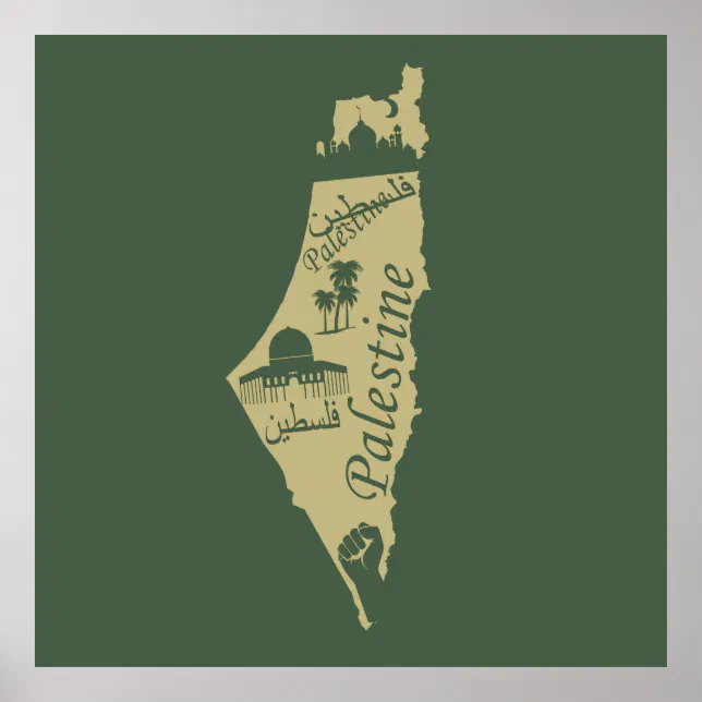 free Palestine map illustration freedom Poster | Zazzle