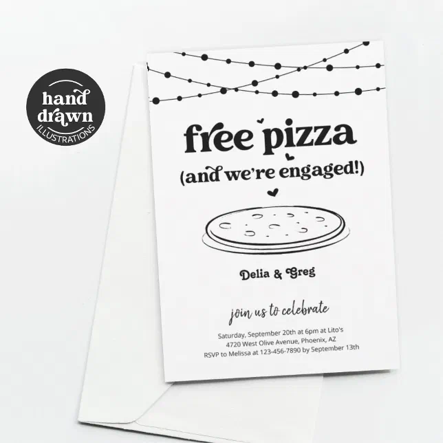 Free Pizza Funny Engagement Party Invitation | Zazzle