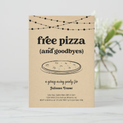Free Pizza Party Funny Going Away Invitation | Zazzle