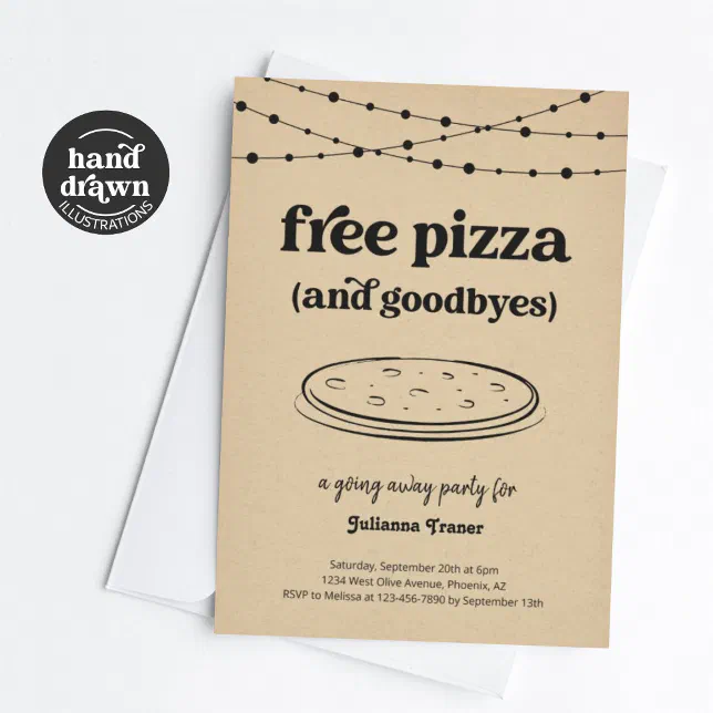 Free Pizza Party Funny Going Away Invitation | Zazzle