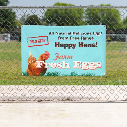 Free Range Chicken Eggs Sold Here Banner | Zazzle