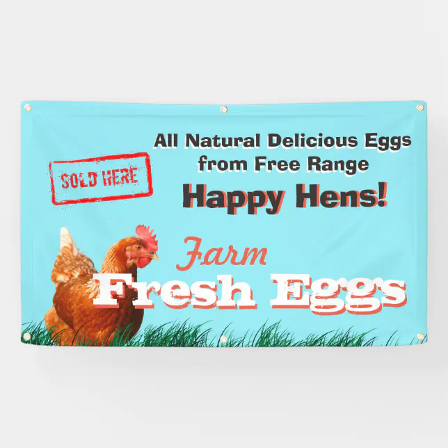 Free Range Chicken Eggs Sold Here Banner | Zazzle
