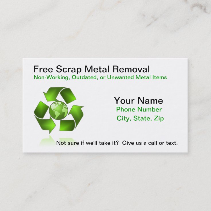 Free Scrap Metal Removal Business Card | Zazzle