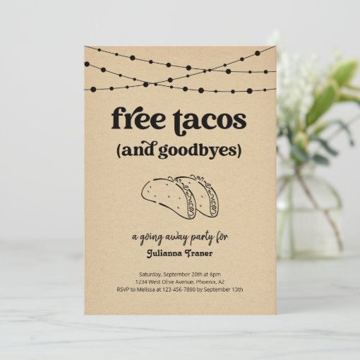 Free Taco Funny Going Away Party Invitation | Zazzle