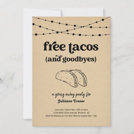 Free Taco Funny Going Away Party Invitation | Zazzle