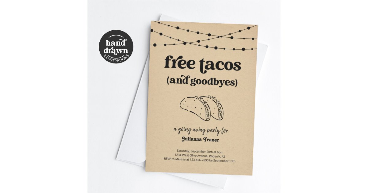 Free Taco Funny Going Away Party Invitation | Zazzle