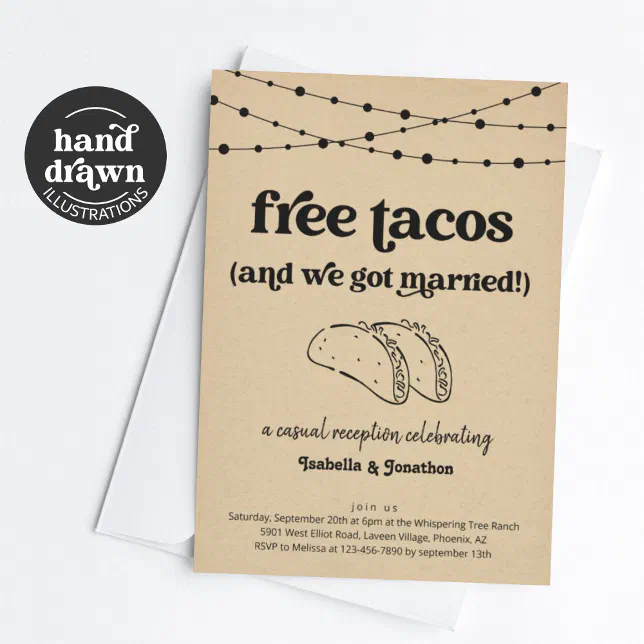 Free Tacos Funny Reception Only Invitation | Zazzle