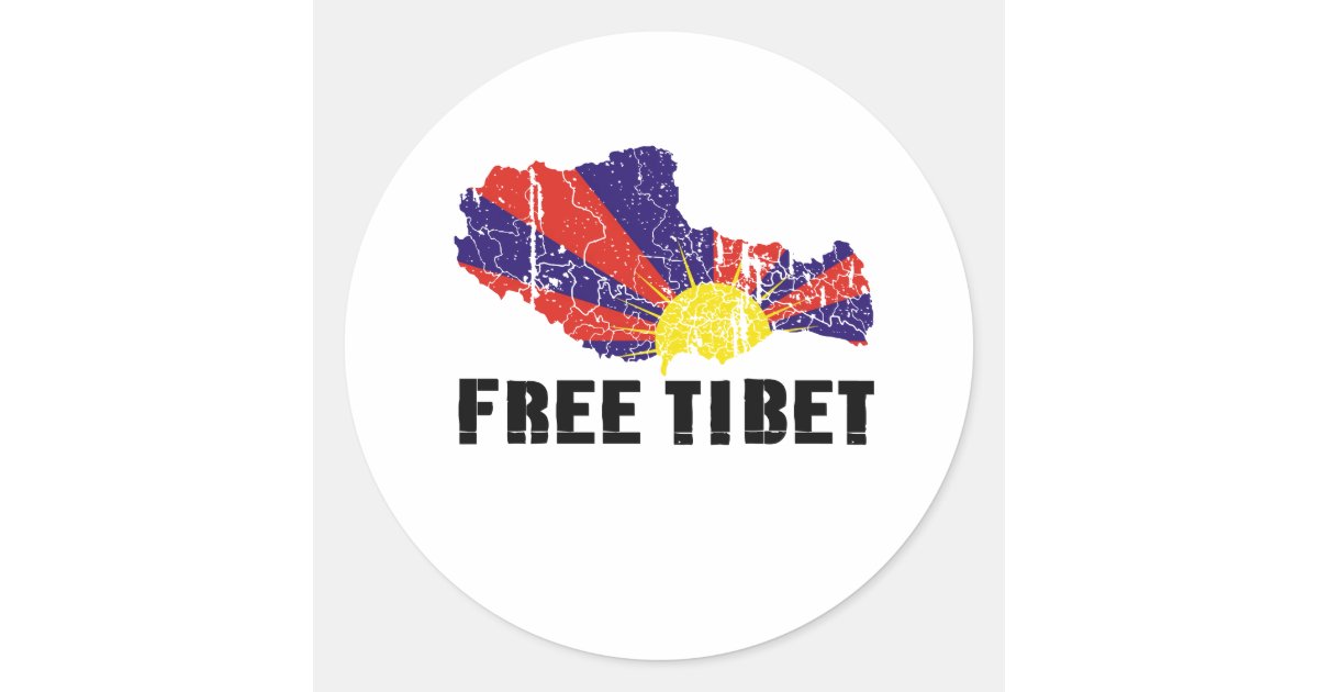 FREE TIBET CLASSIC ROUND STICKER | Zazzle