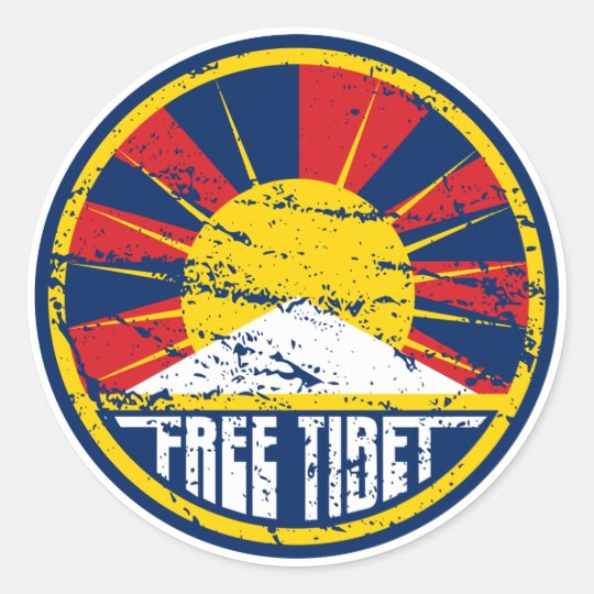 Free Tibet Round Grunge Classic Round Sticker | Zazzle.com