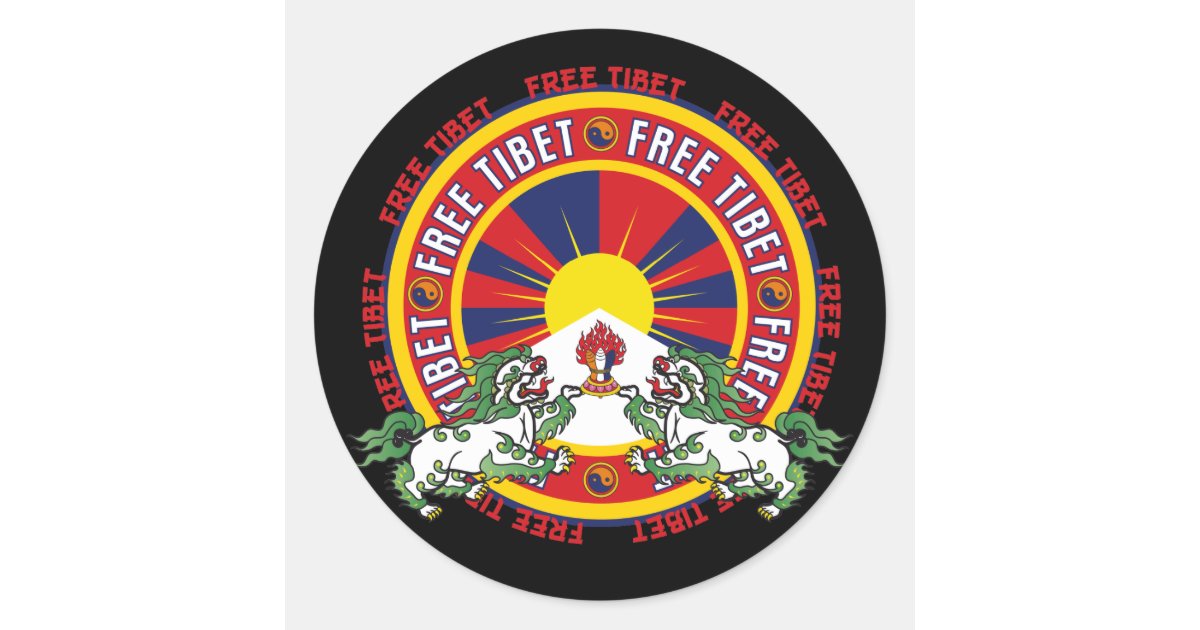 Free Tibet Round Logo Classic Round Sticker | Zazzle