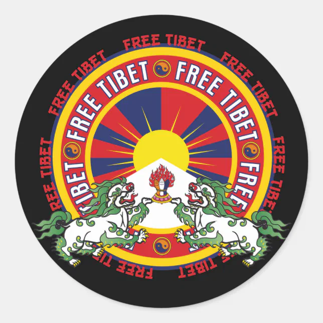 Free Tibet Round Logo Classic Round Sticker | Zazzle