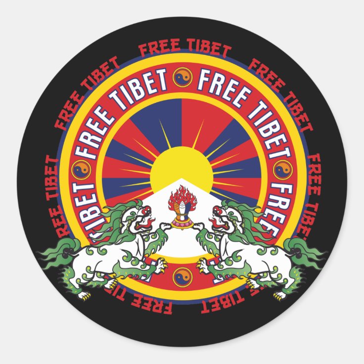 Free Tibet Round Logo Classic Round Sticker | Zazzle