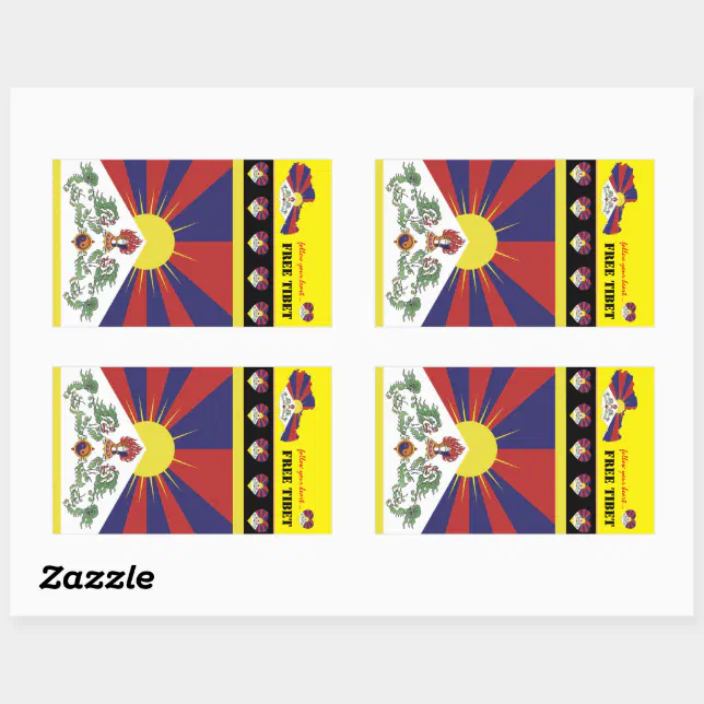 Free Tibet & Tibetan Flag, Map, Heart /Tibet Rectangular Sticker | Zazzle