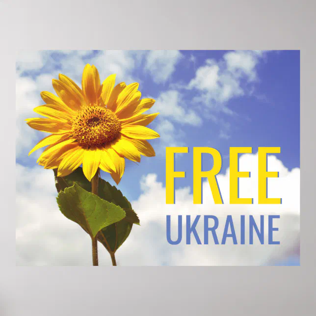 Free Ukraine Blue Yellow Sunflower Peace Poster | Zazzle