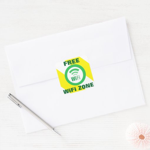 Free WiFi Zone Sign Square Sticker | Zazzle