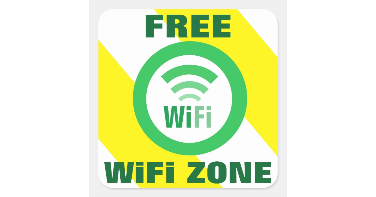 Free WiFi Zone Sign Square Sticker | Zazzle