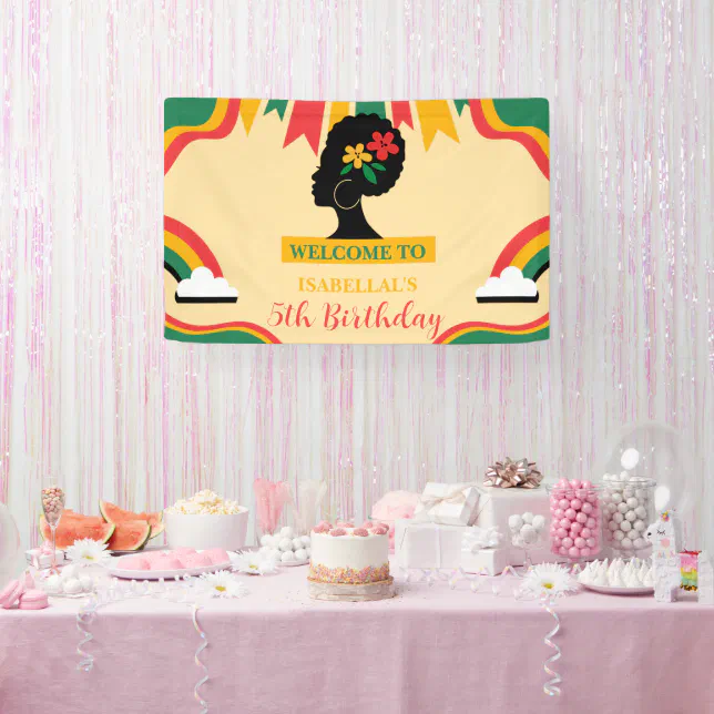 Freedom afro black history month Birthday party Banner | Zazzle