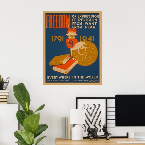 Freedom Everywhere In The World WPA Vintage Poster | Zazzle