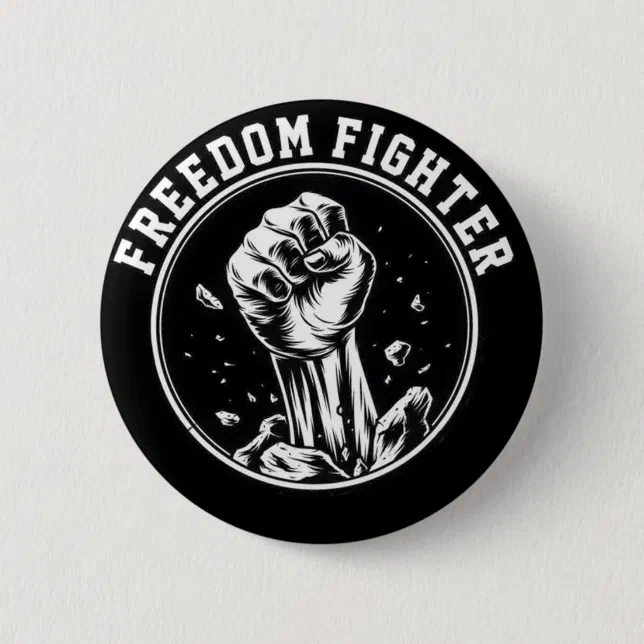 freedom fighter fist logo products pinback button | Zazzle