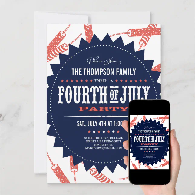 Freedom Fireworks Fourth of July Party Invitations | Zazzle