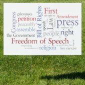 Freedom of Speech First Amendment Rights Text Yard Sign | Zazzle