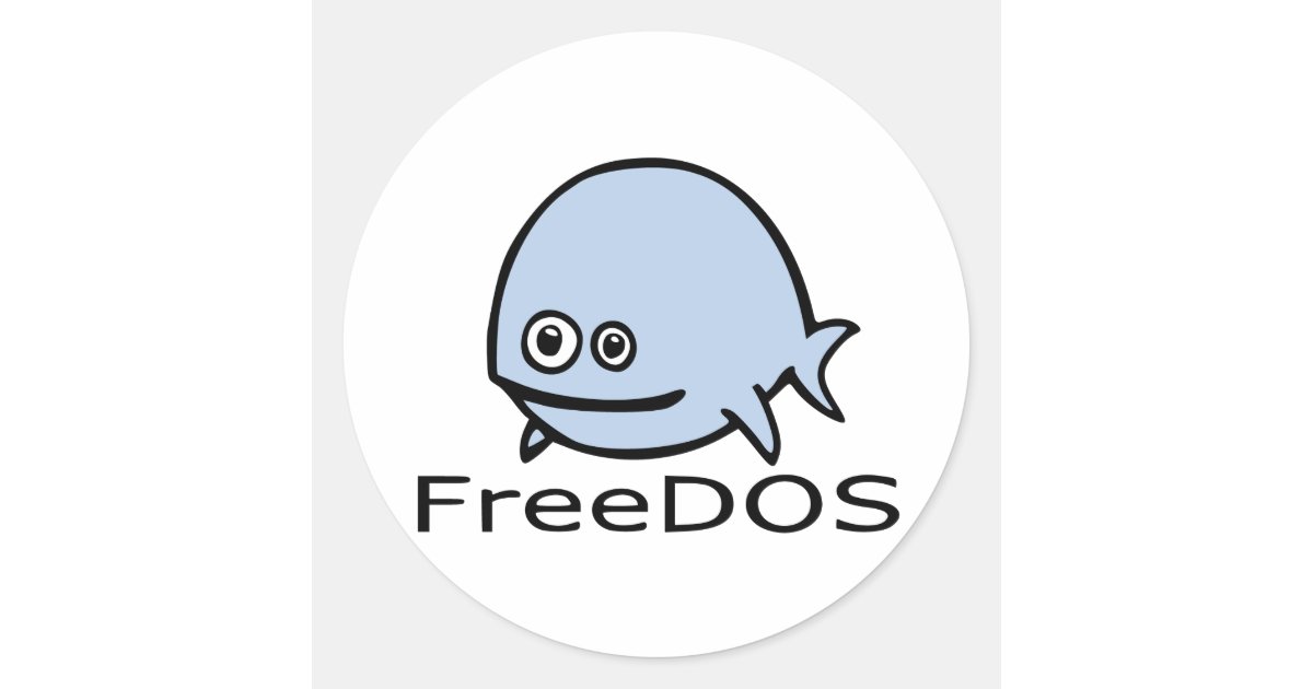 FreeDos Fish - Blue with Name Classic Round Sticker | Zazzle