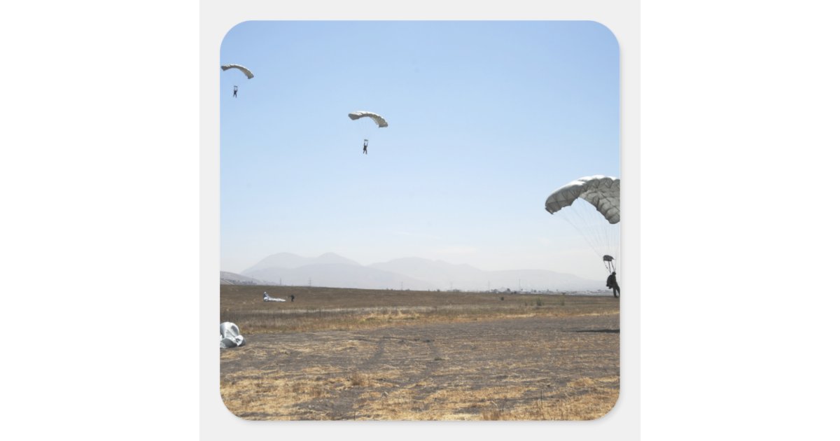 Freefall parachute jumpers square sticker | Zazzle