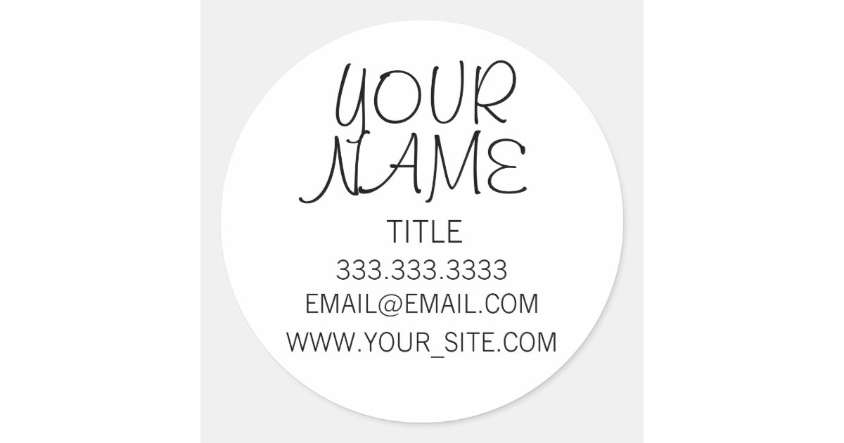 Freehand Simple Plain Classic Round Sticker | Zazzle