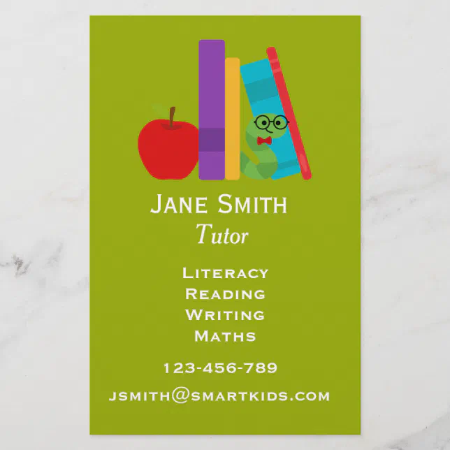 Freelance literacy tutor or teacher for kids flyer | Zazzle