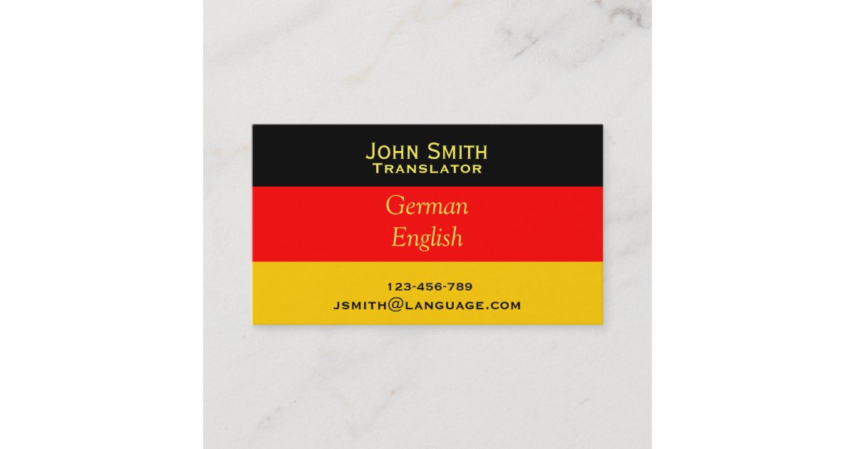Freelance Translator German language interpreter Business Card | Zazzle